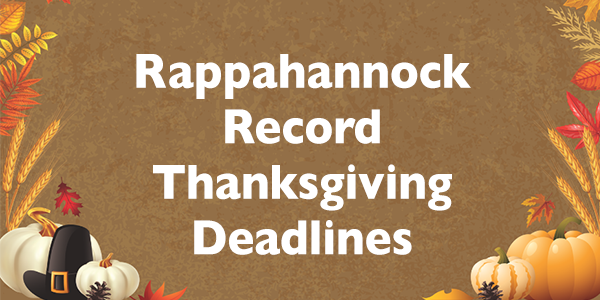 Record to observe holiday schedule - Rappahannock Record